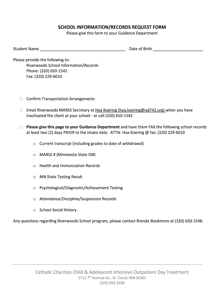 Fillable Online SCHOOL INFORMATION/RECORDS REQUEST FORM Fax Email Print ...