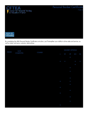 Fillable Online Personal Banker Certificate - cftea.org Fax Email Print ...