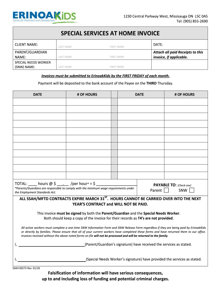 Ssah Invoice Form - Fill Online, Printable, Fillable, Blank | pdfFiller