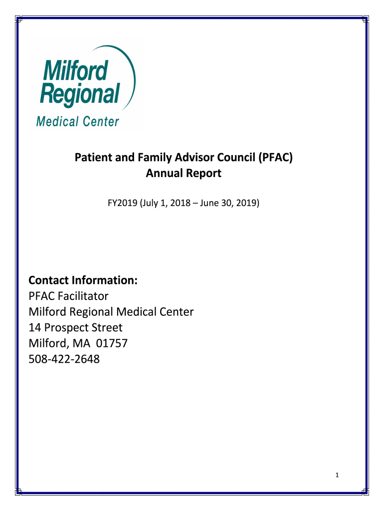 Fillable Online Patient and Family Advisor Council (PFAC) Annual Report ...
