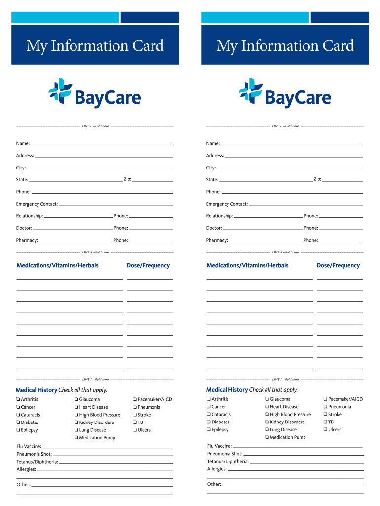Fillable Online Medication Card - BayCare Fax Email Print - pdfFiller