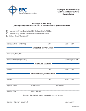 Fillable Online EMPLOYEE INFORMATION PREVIOUS ADDRESS NEW ADDRESS ...