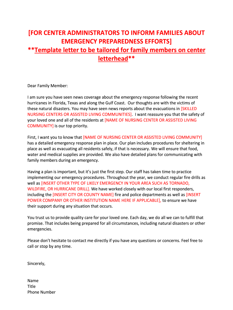 Fillable Online Template letter to be tailored for family - AHCA/NCAL ...
