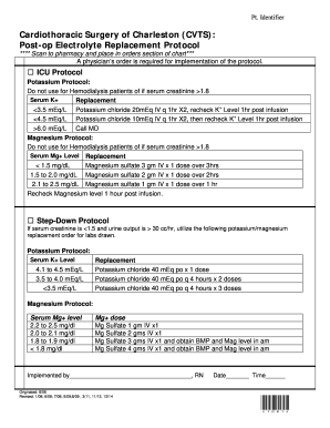 Fillable Online adult electrolyte replacement protocols - Surgical ...