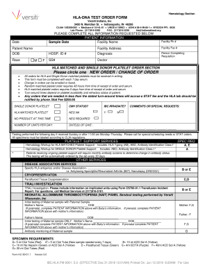 Fillable Online HLA-DNA Hematology Test Order Form Fax Email Print ...
