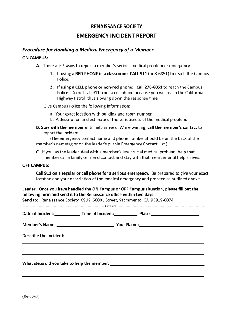 Fillable Online Emergency Incident Report Form Fax Email Print - pdfFiller