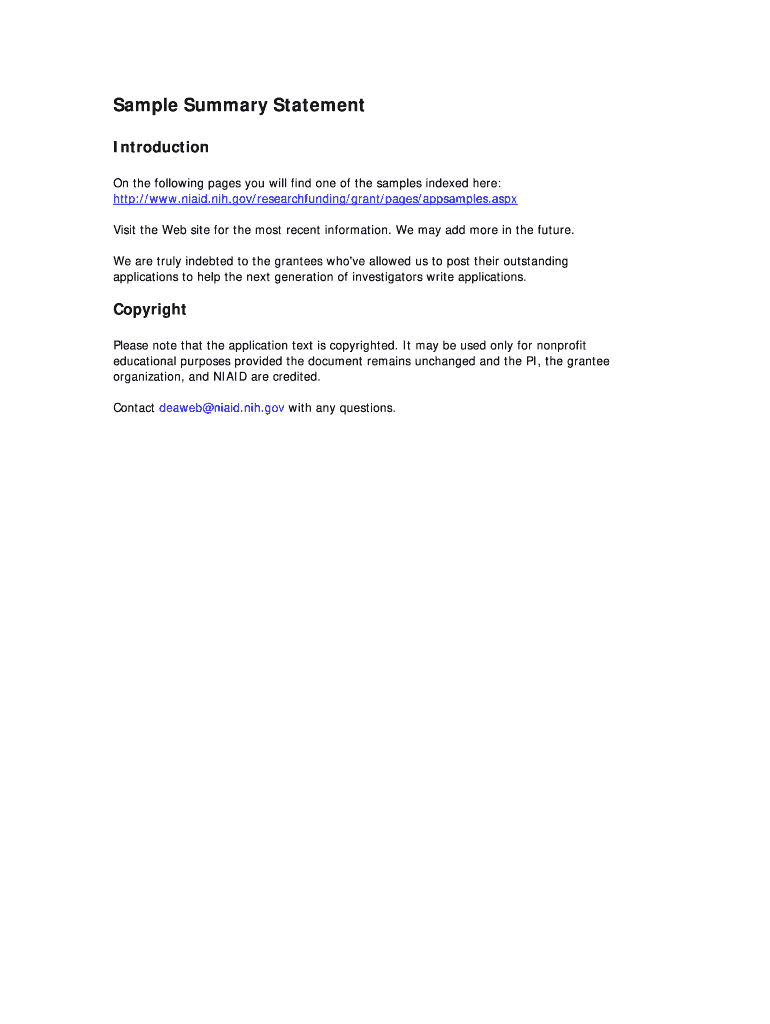 Fillable Online Sample Summary Statement - WordPress.com Fax Email ...