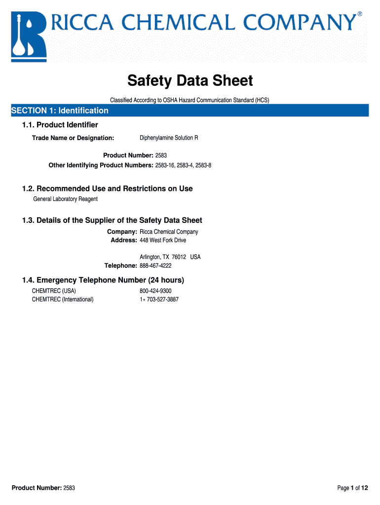 Fillable Online Safety Data Sheet 1.1 Product identifier Fax Email Print - pdfFiller