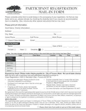 Fillable Online PARTICIPANT REGISTRATION MAIL-IN FORM Fax Email Print ...