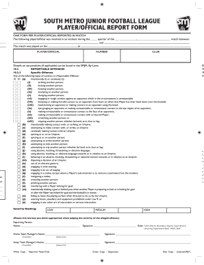 Fillable Online Referee Incident Report Form - Football West Fax Email ...