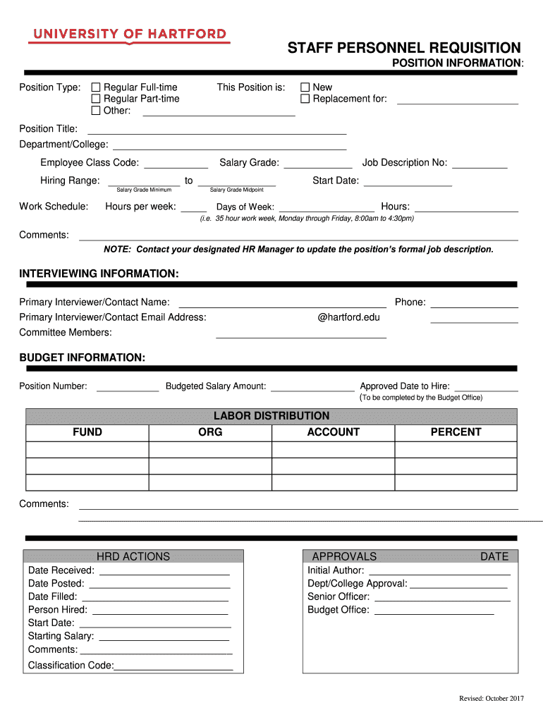 Fillable Online STAFF PERSONNEL REQUISITION Fax Email Print - pdfFiller