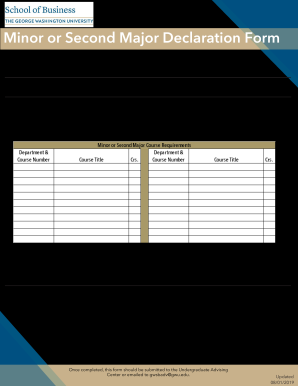 Fillable Online Minor or Second Major Declaration Form Fax Email Print - pdfFiller
