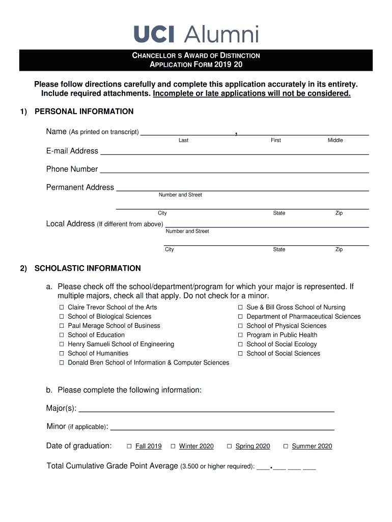 Fillable Online Download Application Here: PDF - UCI Alumni Association ...