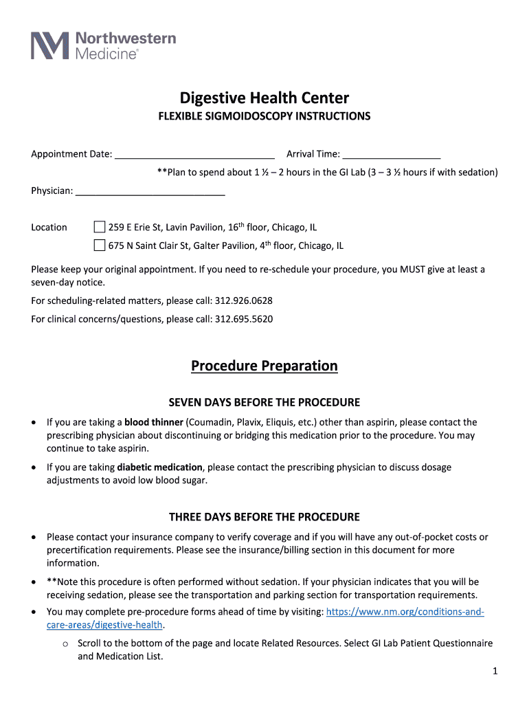 Fillable Online Instructions for Sigmoidoscopy - Dr. Perry Kamel Fax ...