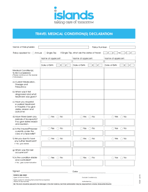 Fillable Online medoc travel insurance plan application form - Johnson ...
