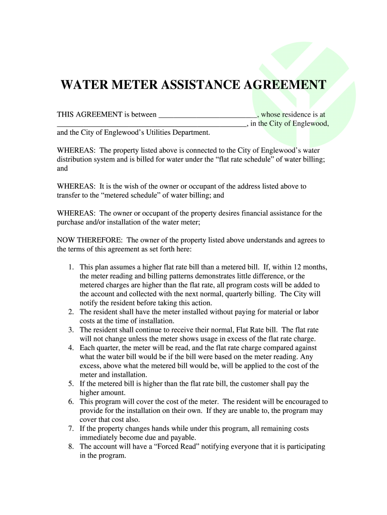 Fillable Online EMAP Flat Rate to meter assistance agreement .doc Fax ...