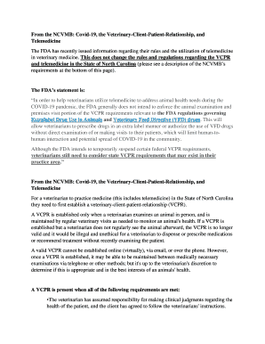 Fillable Online From the NCVMB: Covid-19, the Veterinary-Client-Patient ...