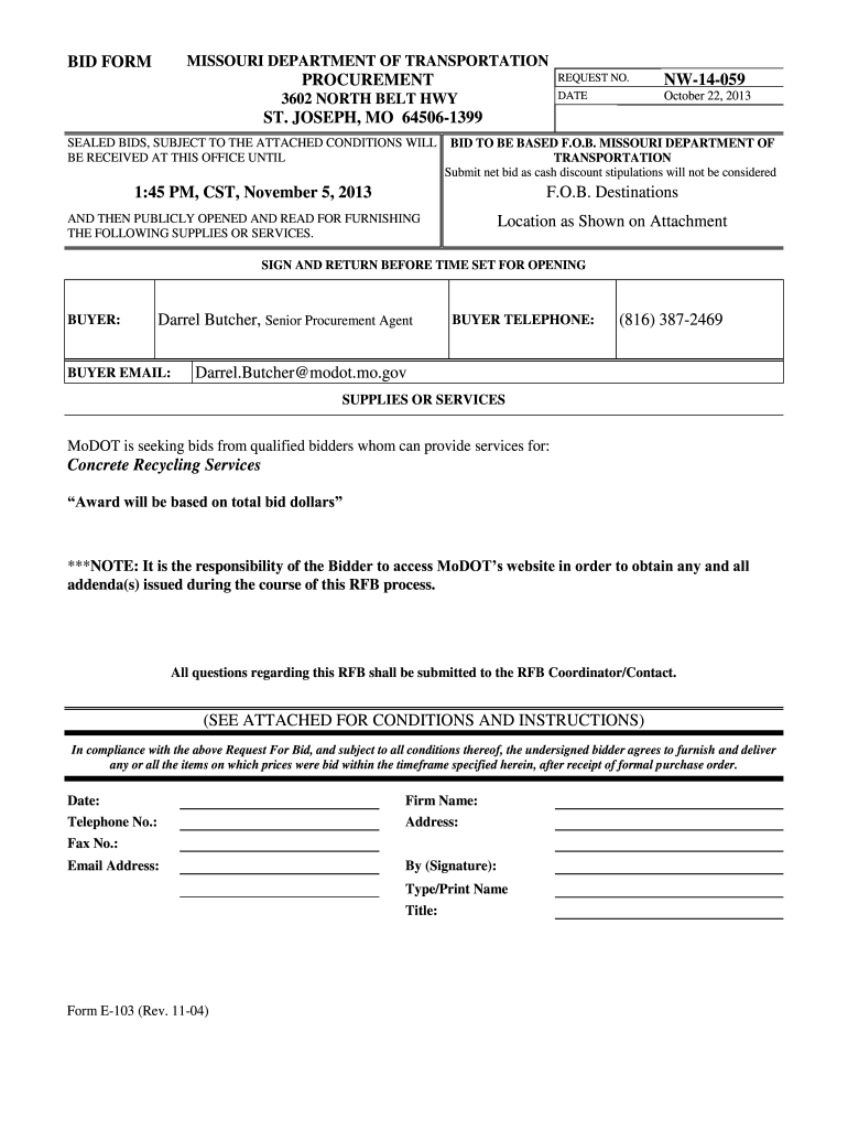 Fillable Online Fillable Online modot NW-12-120 Plant Pickup Aggregate ...