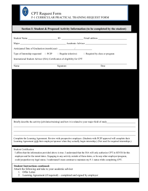 Fillable Online Curricular Practical Training Request Form Section 1: To Be ... Fax Email Print ...
