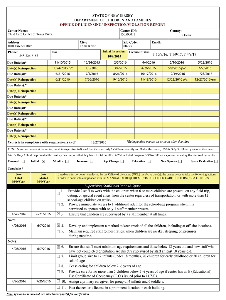 Fillable Online Child Care Center of Toms River Fax Email Print - pdfFiller