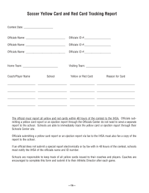 Fillable Online Yellow Cards and Red Cards - American's Guide to Soccer ...