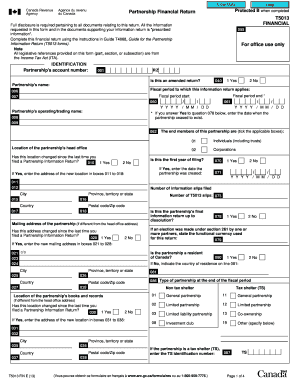 Fillable Online Partnership Financial Return. T5013 Financial. Fax ...