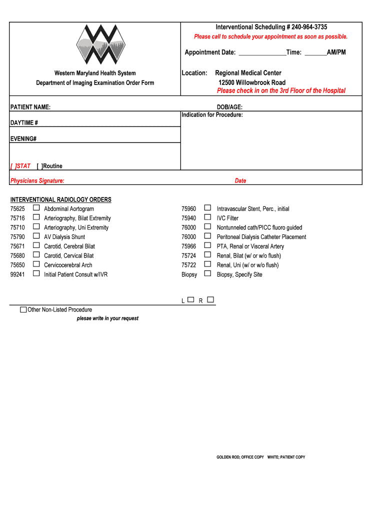 Fillable Online Interventional Order Form Fax Email Print - pdfFiller