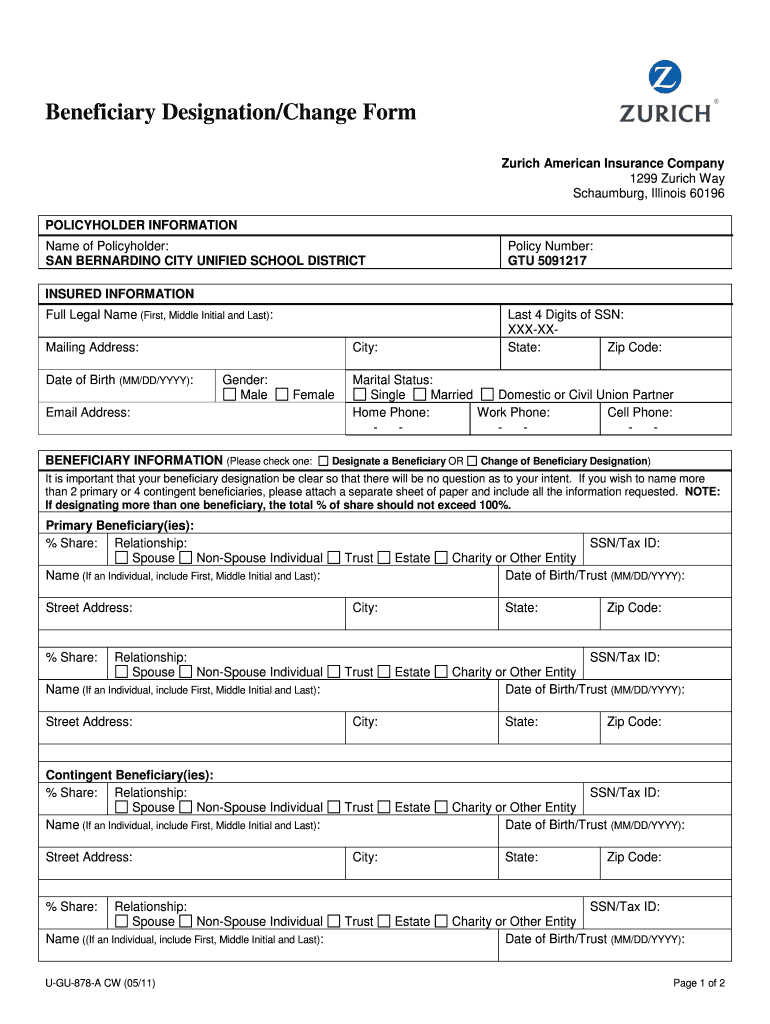 Fillable Online Zurich North America - Zurich Insurance Fax Email Print ...