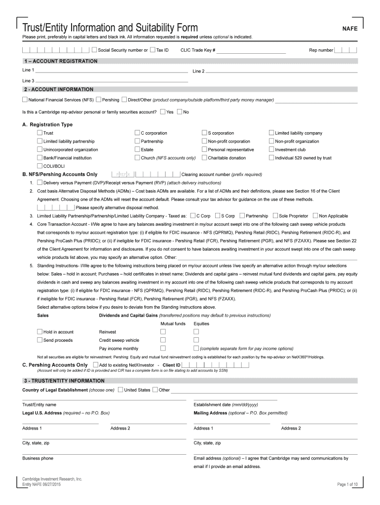 Fillable Online Trust/Entity Information and Suitability Form Fax Email ...