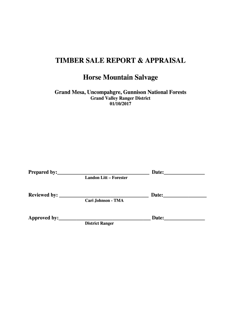 Fillable Online timber sale report & appraisal - Forest Service - USDA ...