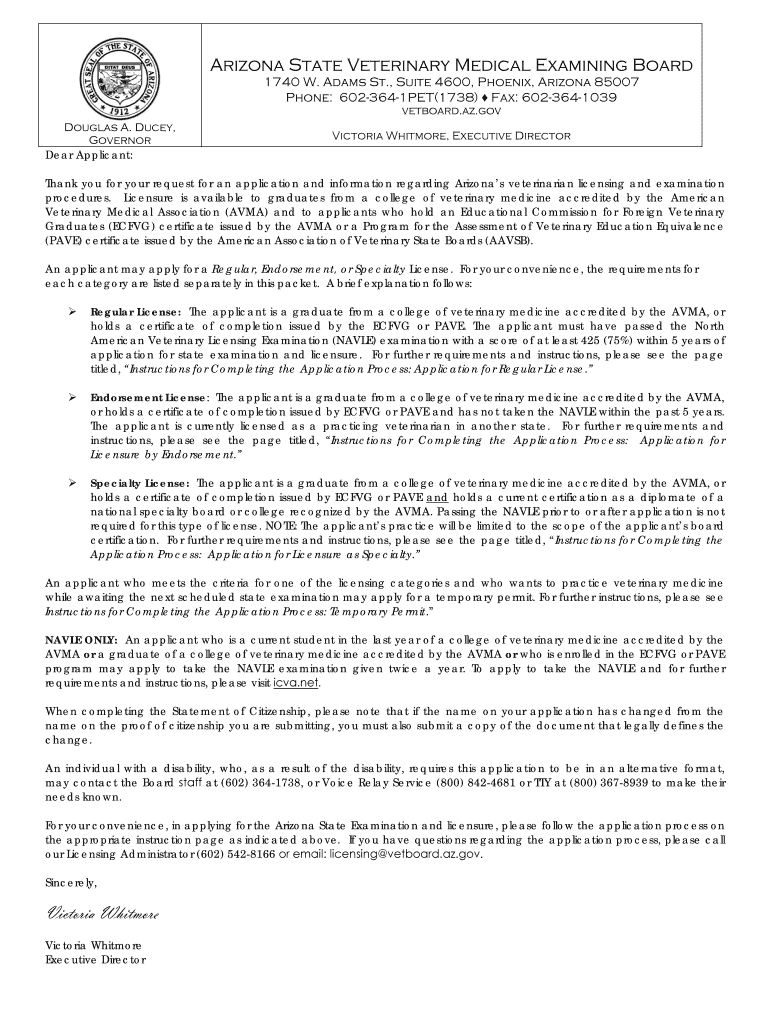 Fillable Online Veterinary Medical Association (AVMA) and to applicants ...