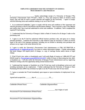 Fillable Online P-Card Employee Agreement Form Fax Email Print - pdfFiller