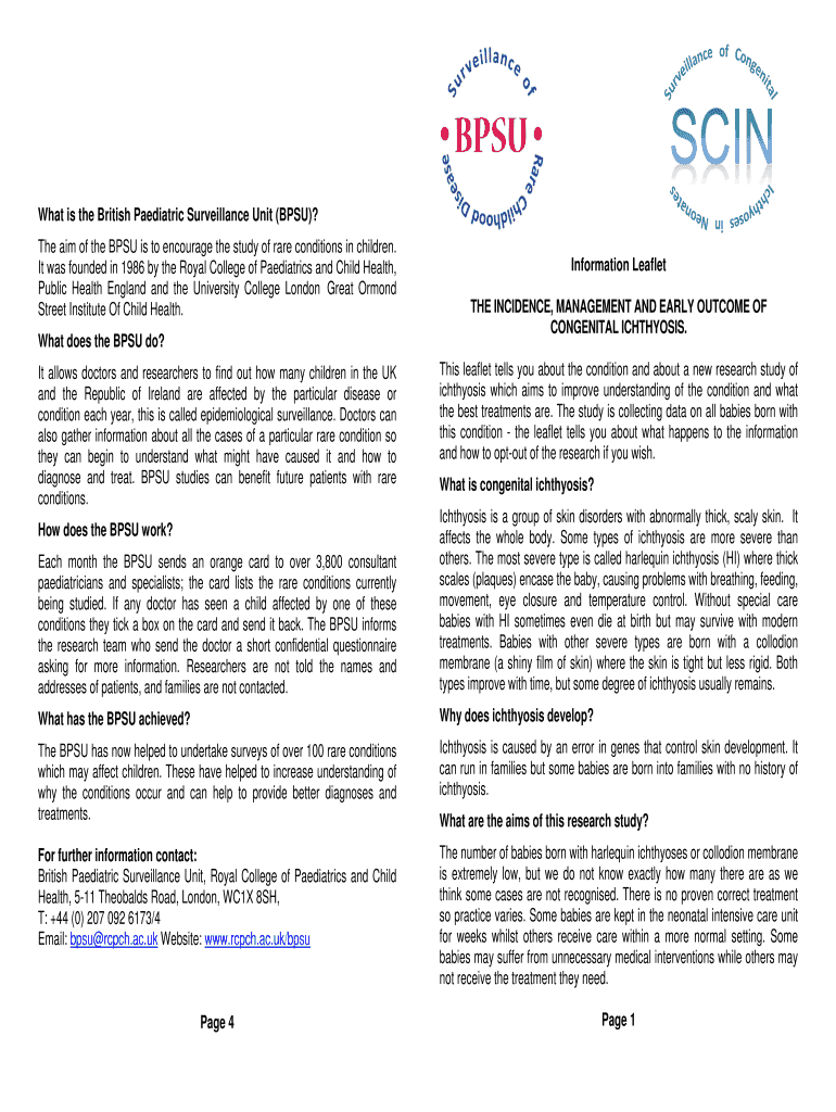 Fillable Online What is the British Paediatric Surveillance Unit (BPSU)? The ... Fax Email Print ...