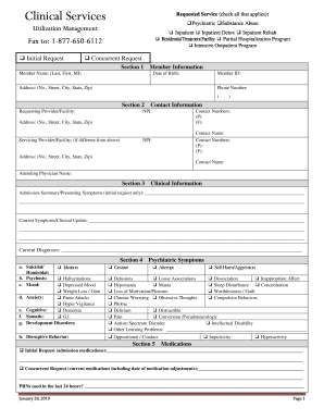 Fillable Online Behavioral Health Authorization Request Form Fax Email ...