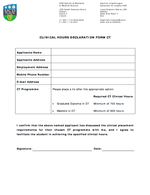Fillable Online Clinical hours declaration form CT1 Fax Email Print ...