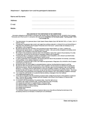 Fillable Online Application form and the participant's declaration Fax ...
