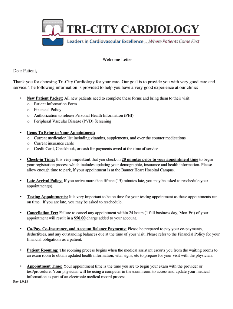 Fillable Online Information for Our Patients - Tri-City Cardiology Fax ...