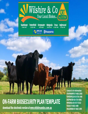 Fillable Online on-farm biosecurity plan template - Wilshire and Co Fax ...