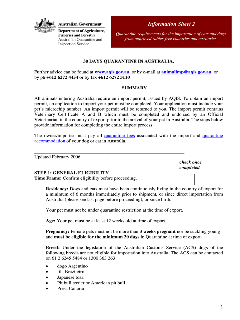 Fillable Online Australian Post Entry Quarantine Facilities ...