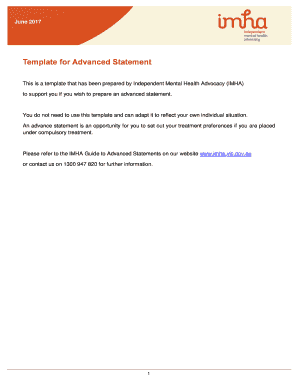 Fillable Online Template for Advanced Statement - Focus Adult Social ...