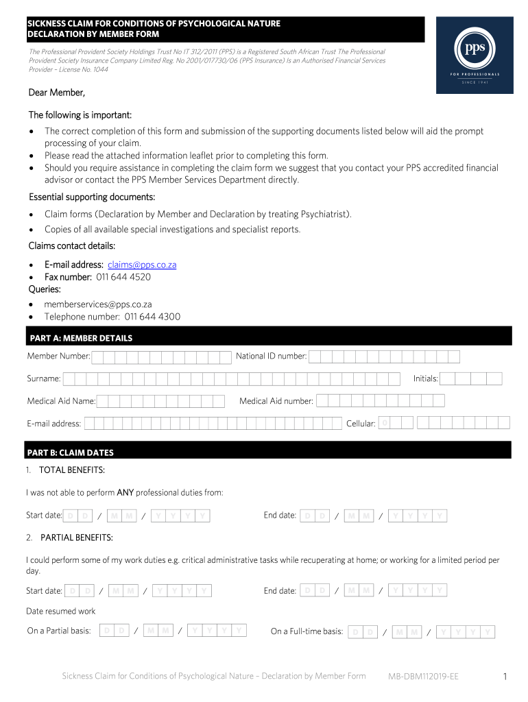 Fillable Online CLAIM FOR SICKNESS BENEFIT (DECLARATION BY MEDICAL ...