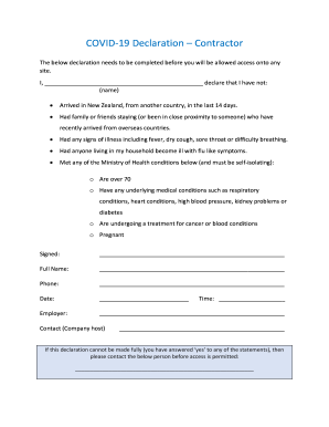 Fillable Online COVID-19 Declaration Contractor Fax Email Print - pdfFiller