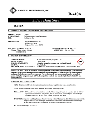 Fillable Online R-410A Safety Data Sheet - National Refrigerants, Inc ...