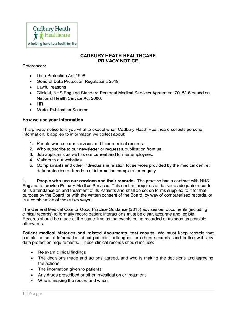 Fillable Online CADBURY HEATH HEALTHCARE Fax Email Print - pdfFiller