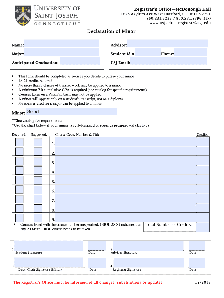 Fillable Online Declaration of Minor Minor: Select Fax Email Print ...
