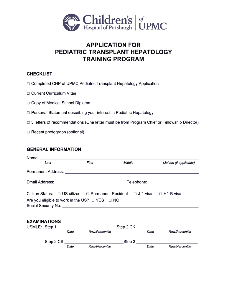 UPMC CHP Application For Pediatric Transplant Hepatology Training ...