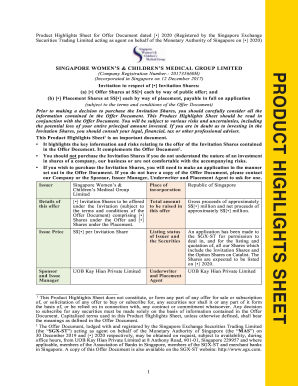 Fillable Online product highlights sheet - SGX.com Fax Email Print ...