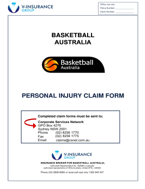 Fillable Online PERSONAL INJURY CLAIM FORM - PDF Fax Email Print ...