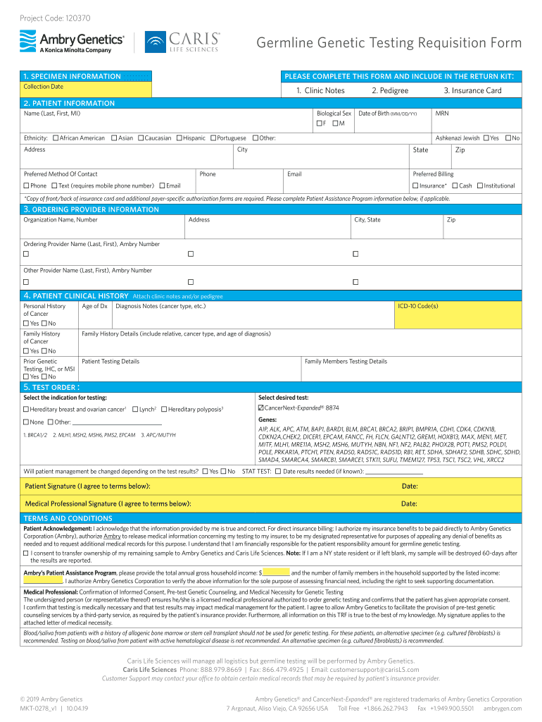 Fillable Online ambry genetics forms Forms - Clinician Ambry Genetics ...