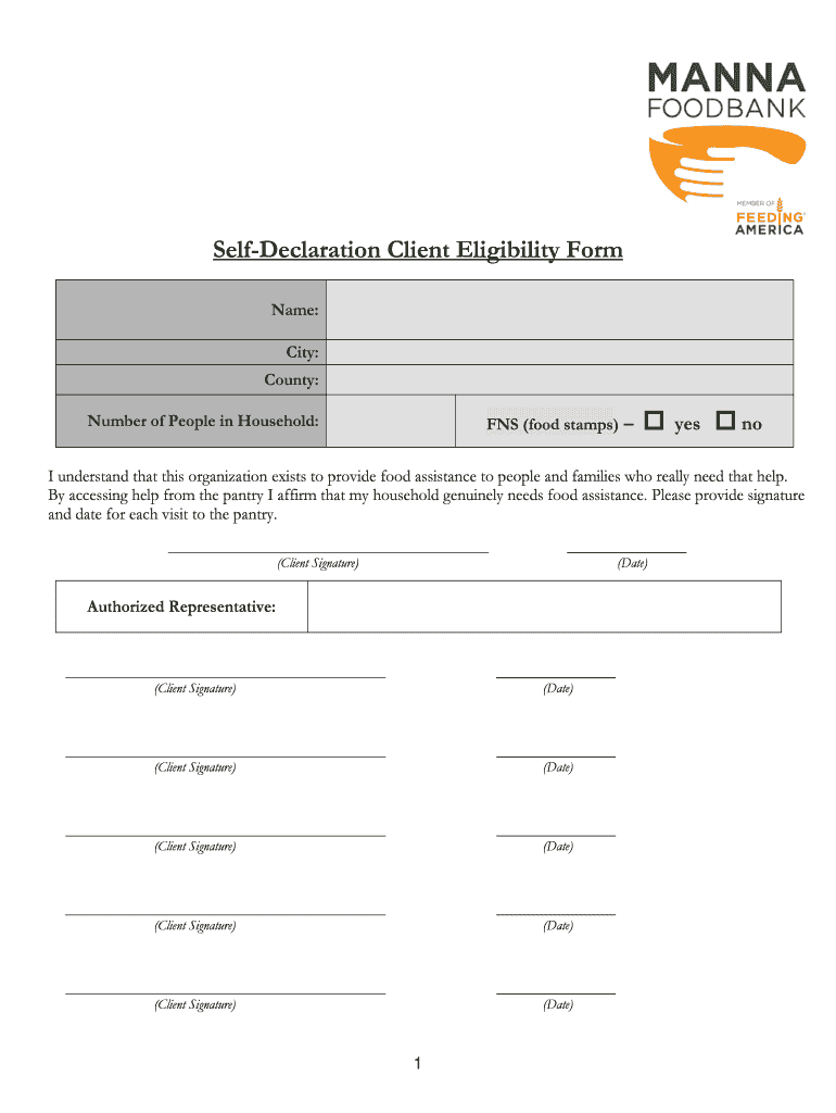Fillable Online TEFAP Eligibilty Form Fax Email Print - pdfFiller
